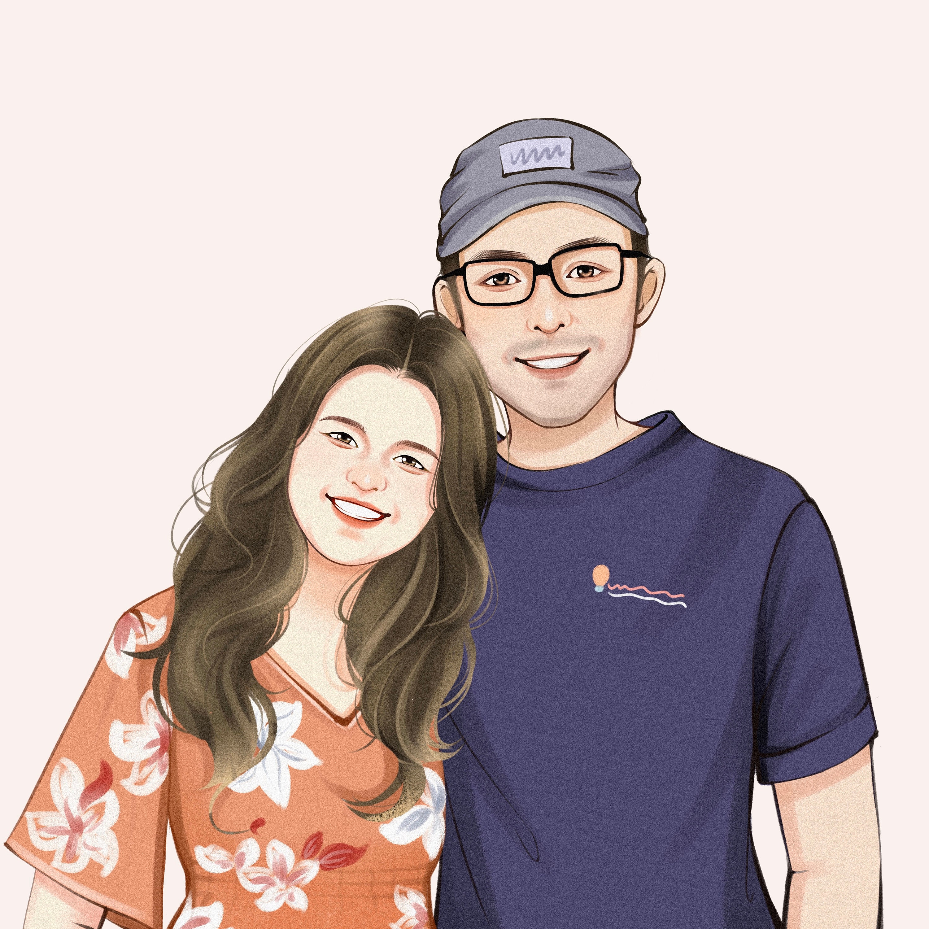 Digital Couple Portrait, Personalized Gift, Custom Caricature, Custom ...