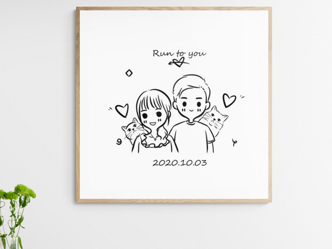 Digital Hand-drawn Cartoon Face Portrait, Custom Illustration ...