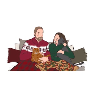 Custom Hand-drawn Couple Portrait, Non-ai Cartoon Anime Caricature ...