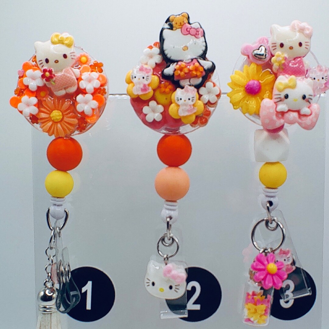 3D Sanrio Hello Kitty Tasel Flower Orange White Yelling Kawaii - Etsy
