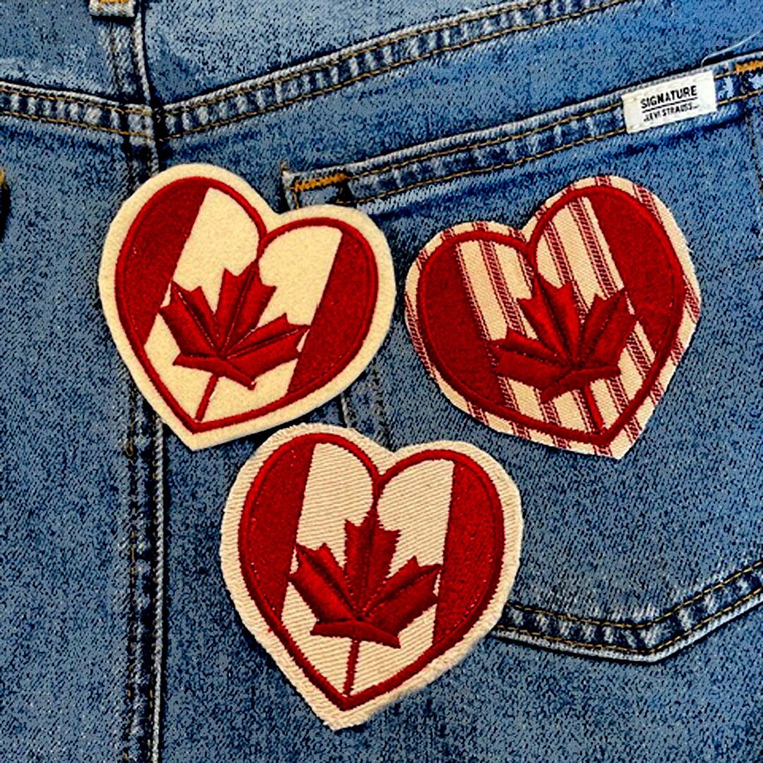 Iron on Vintage Embroidered Canadian Maple Leaf Heart Felt Patch - Etsy