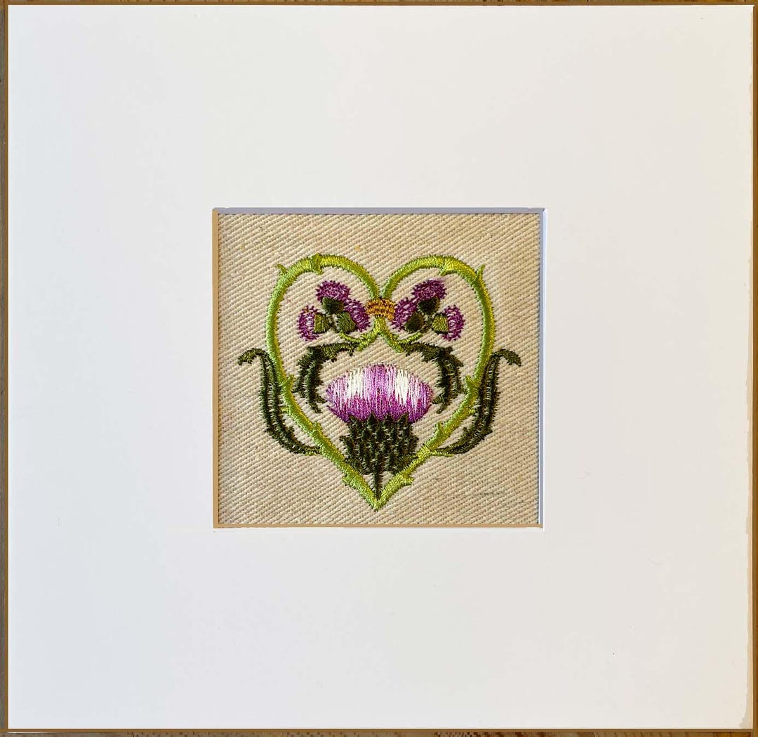 Tudor Mini Thistle Heart Matted Embroidered Picture - Etsy