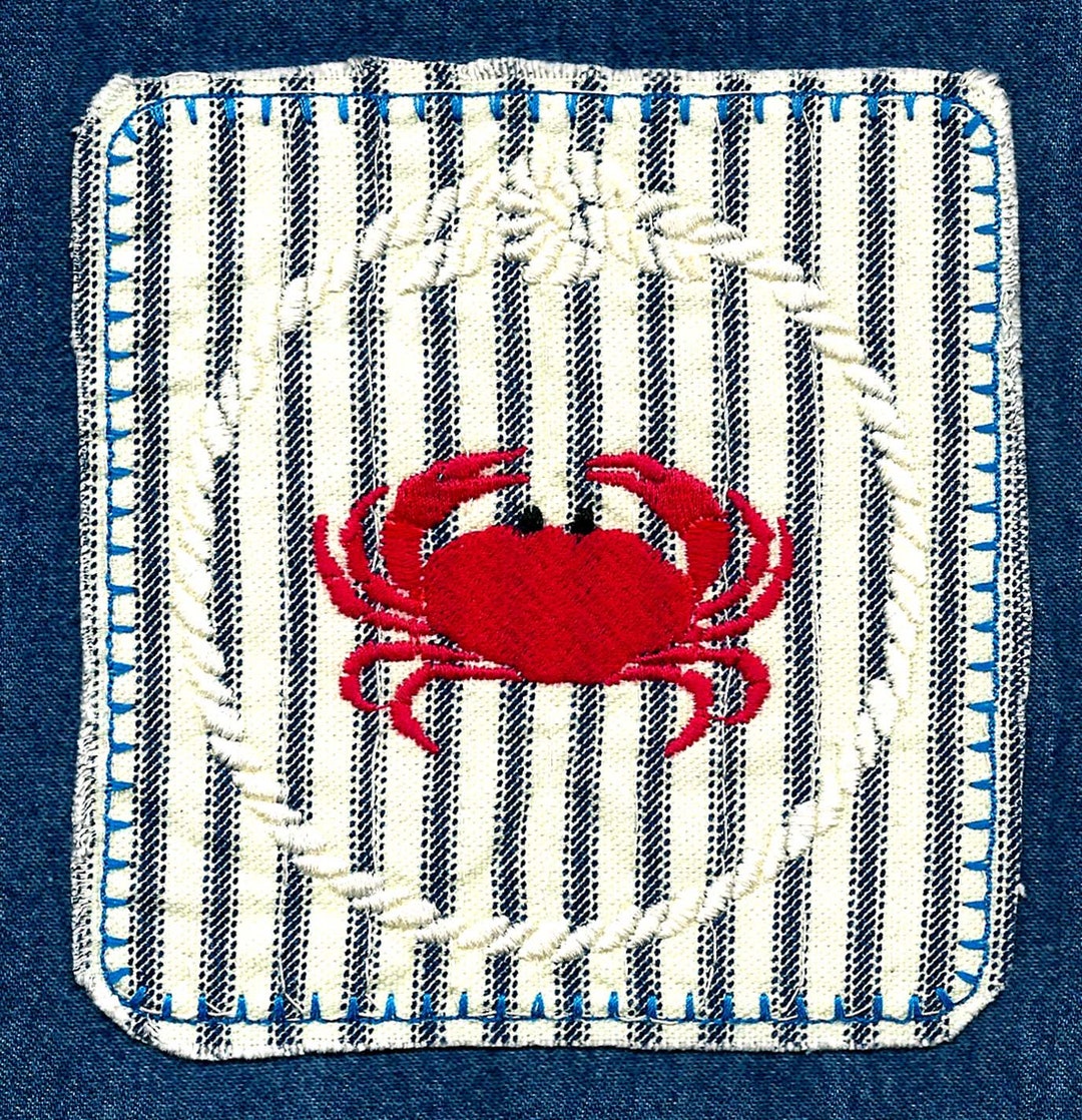BOHO Hippie Kantha Style Nautical Crab Embroidered Sew -on Raggy ...