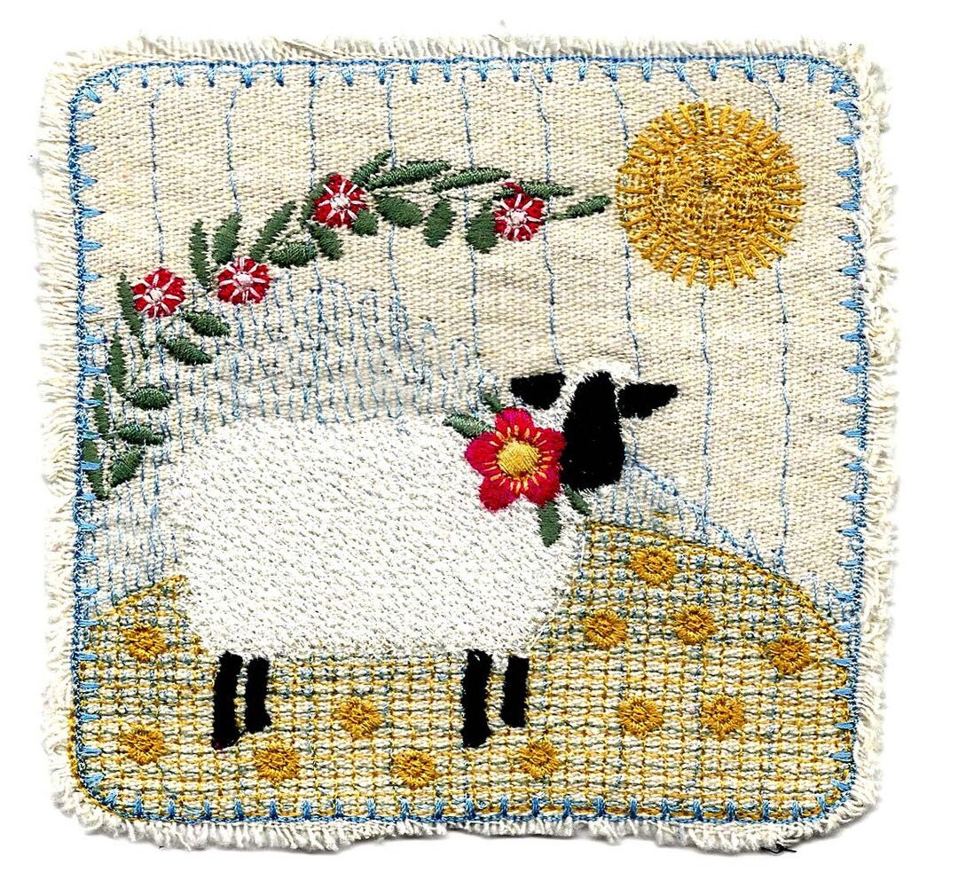 BOHO Hippie Kantha Style Country Sheep Patch Embroidered Sew on Raggy ...