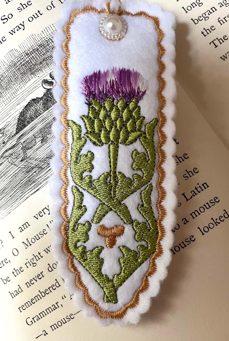 Tudor Scots Thistle on Felt Book Mark - Etsy