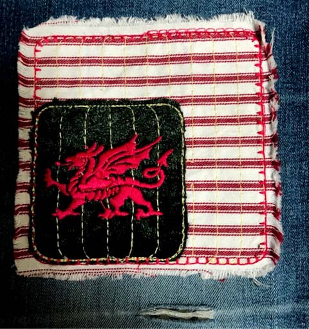 BOHO Hippie Kantha Style Welsh Dragon Patch Embroidered Sew on Raggy ...
