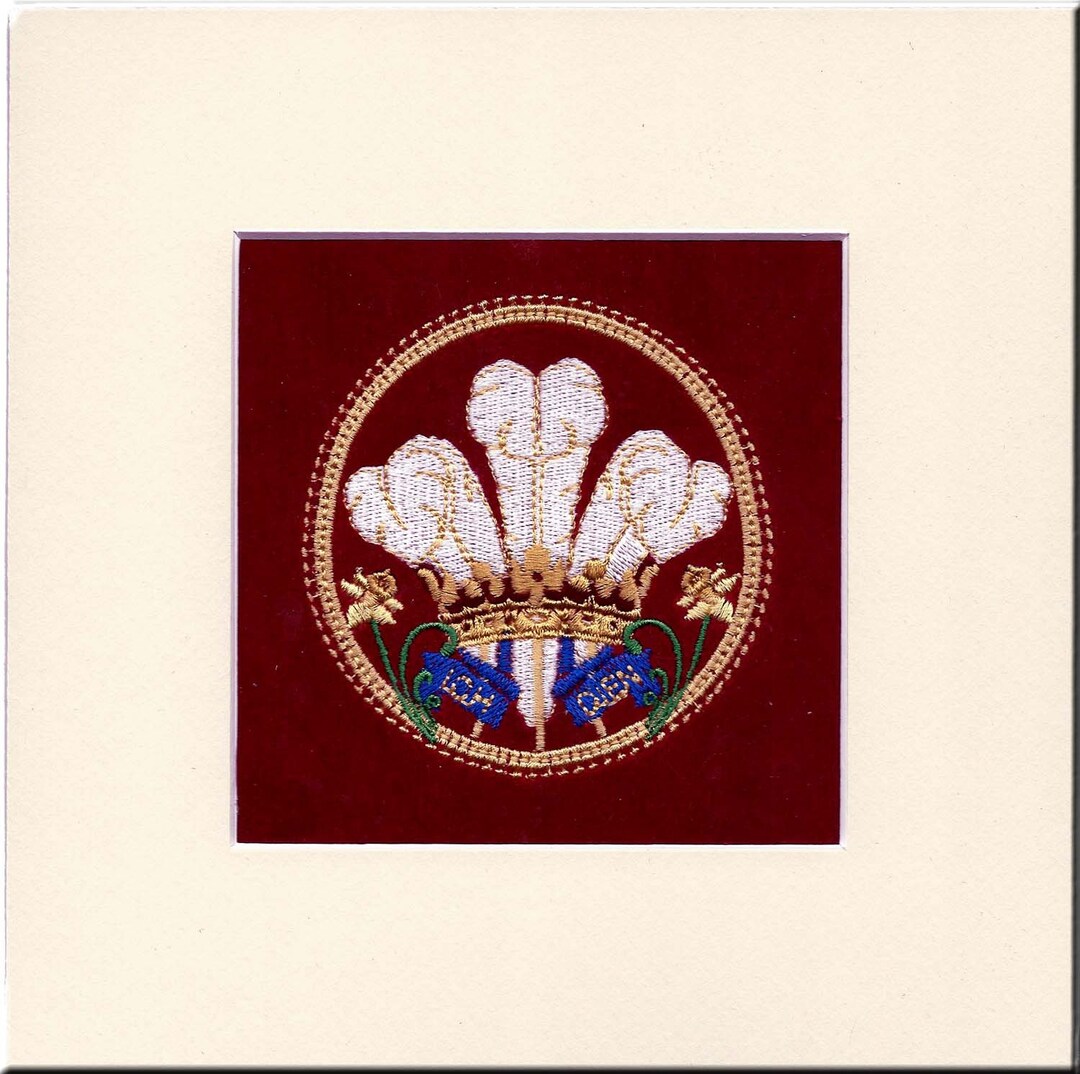Welsh Feathers in a Golden Circle Matted Embroidery - Etsy