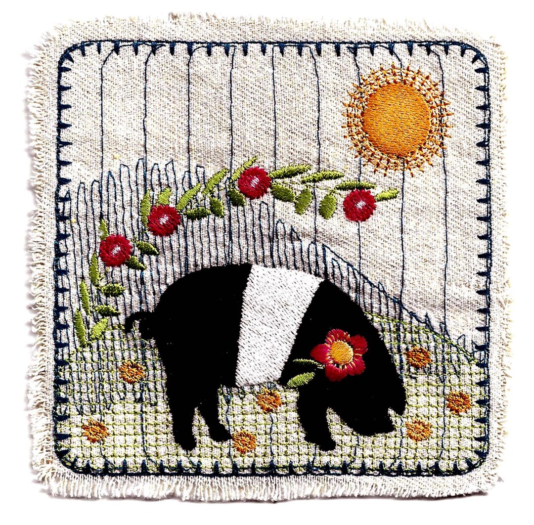 BOHO Hippie Kantha Style Country Pig Patch Embroidered Sew -on Raggy ...