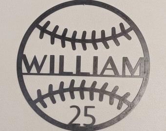 Custom Metal Baseball Name Sign, Baseball Name Home Decor, Personalized ...