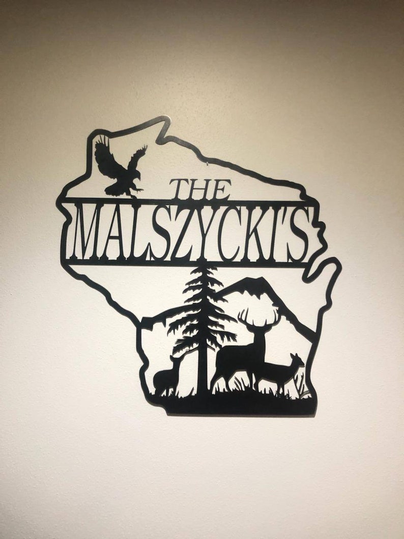 Wisconsin Shaped Deer Scene Monogram L Last Name - Etsy