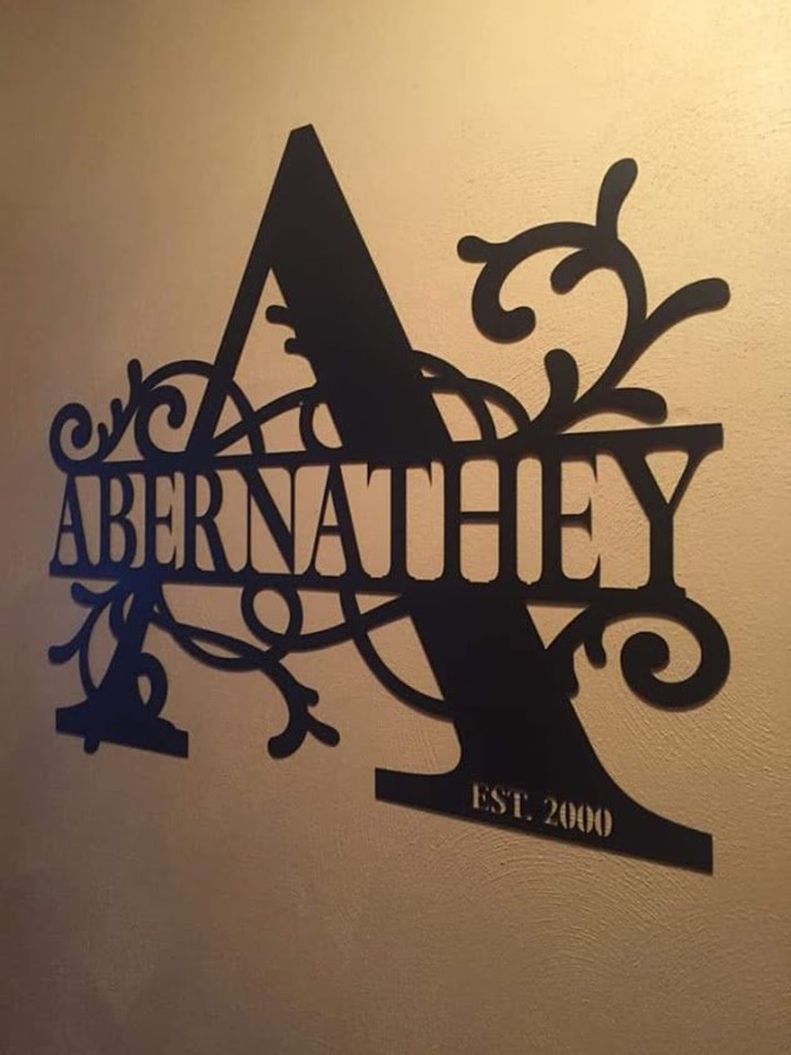 Monogram Metal Cutout With Custom Establish Year and Name of - Etsy