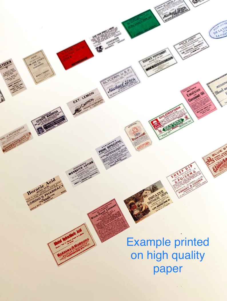 Printable Miniature Labels Vintage Pharmacy and Medicine | Etsy