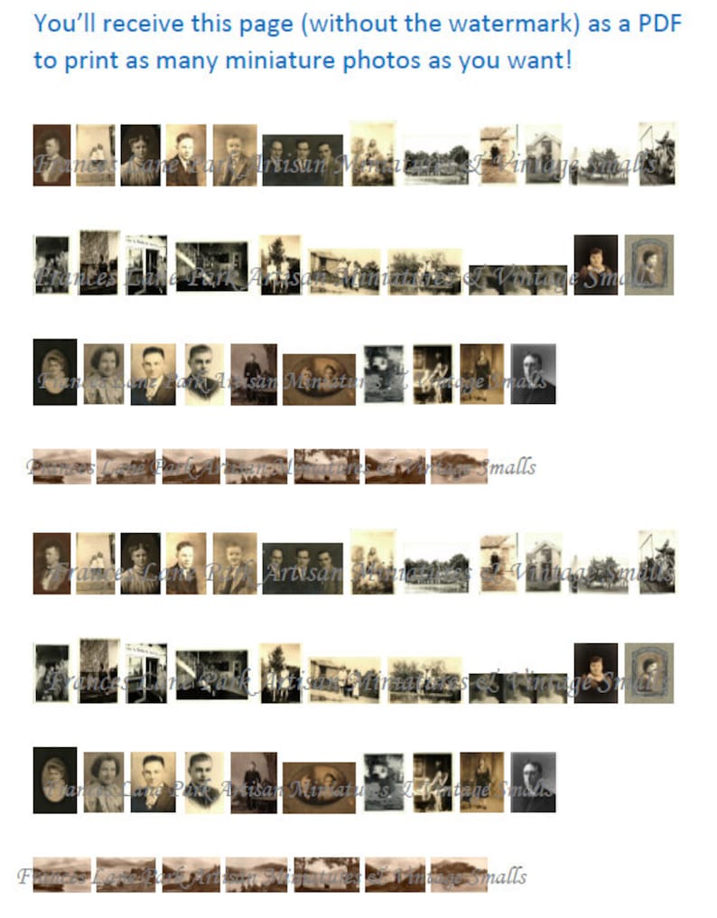 Printable Miniature Photographs Vintage Black and White Photos - Etsy