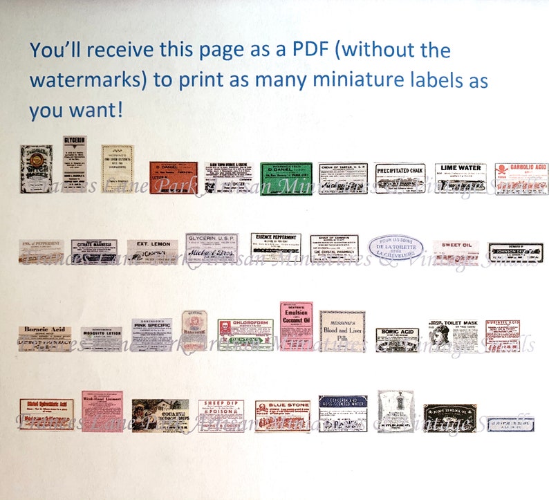 Printable Miniature Labels Vintage Pharmacy and Medicine | Etsy