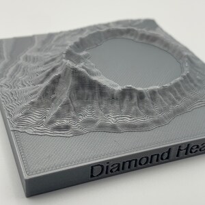 Diamond Head lēʻahi, Honolulu 3D Model Art, 3D Printed Oahu Hawaii ...