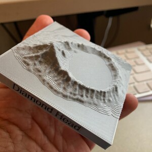 Diamond Head lēʻahi, Honolulu 3D Model Art, 3D Printed Oahu Hawaii ...