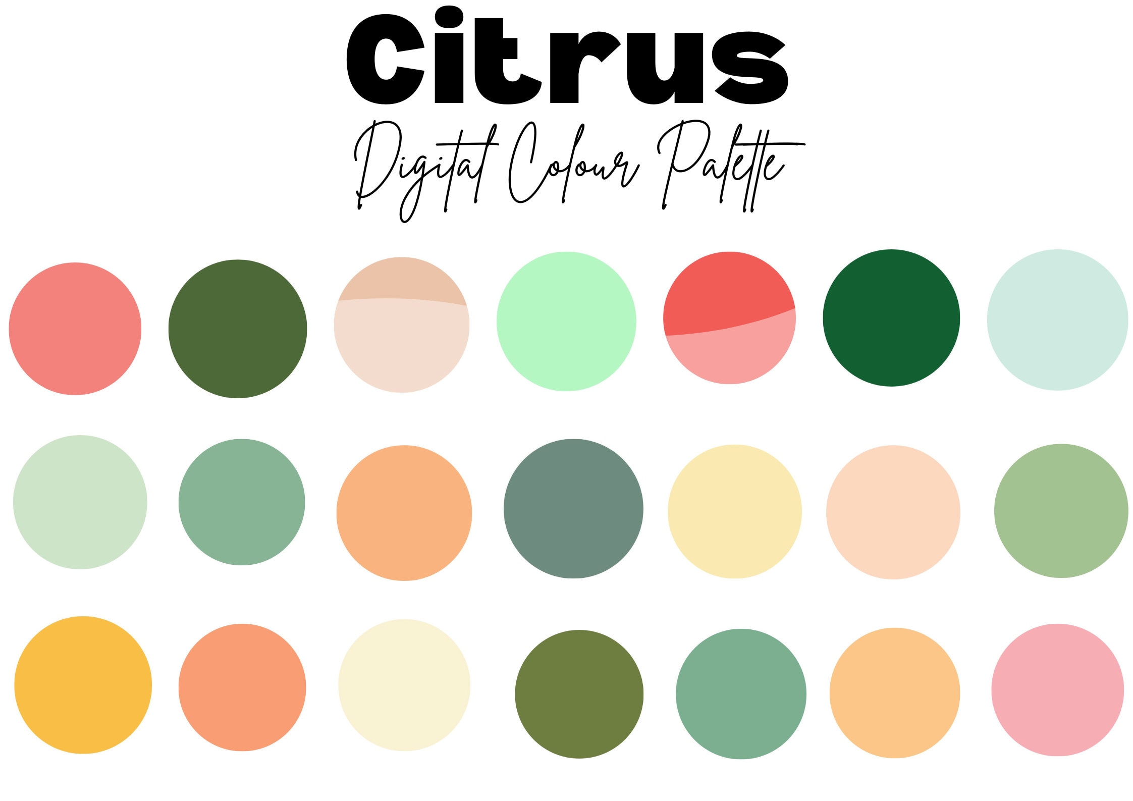 Digital Colour Palette - Citrus HEX Codes Included, Colour Palette ...