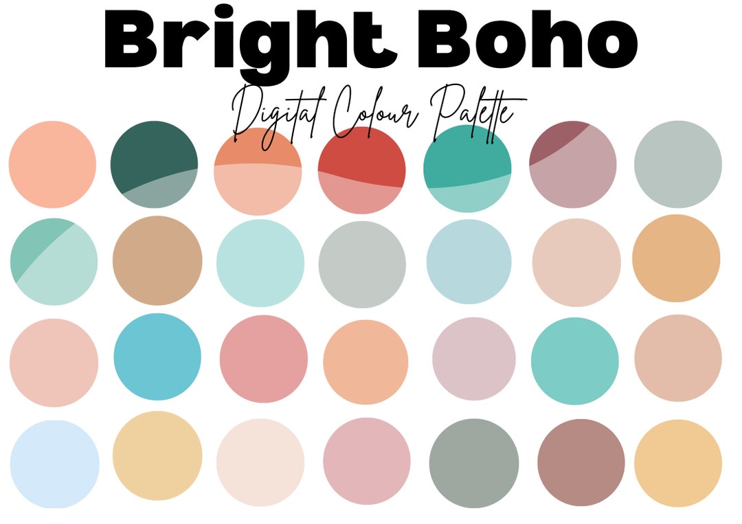 Digital Colour Palette - Bright Boho Includes Hex Codes, Colour Palette ...