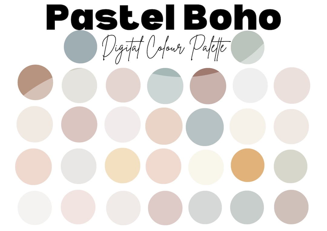 Digital Colour Palette - Pastel Boho Includes Hex Codes, Colour Palette ...