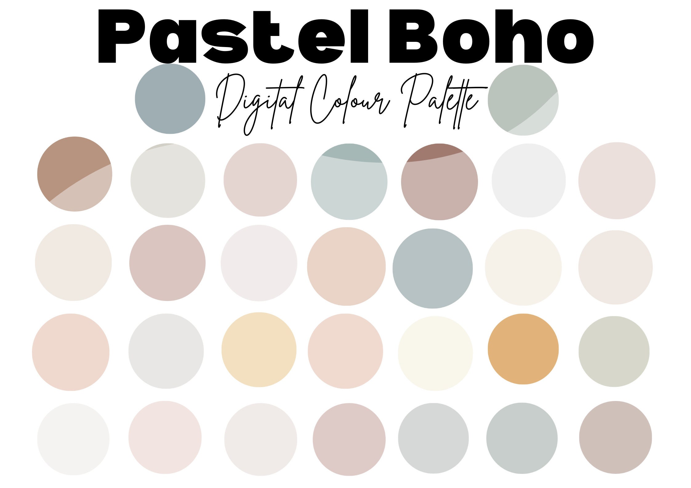 Digital Colour Palette - Pastel Boho Includes Hex Codes, Colour Palette ...