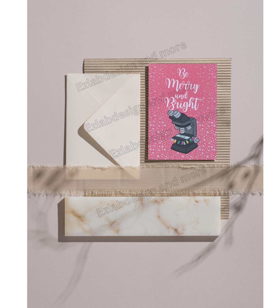 Laboratory Themed Postcard Bundles, Microscope Holiday Lights Envelopes ...