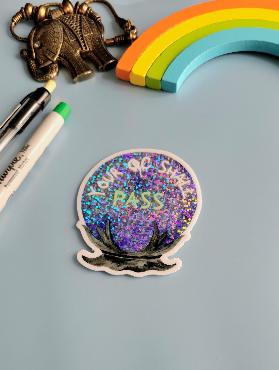 Sticker for Med Tech, Your Qc Shall Pass, Crystal Ball Sticker, Glitter ...