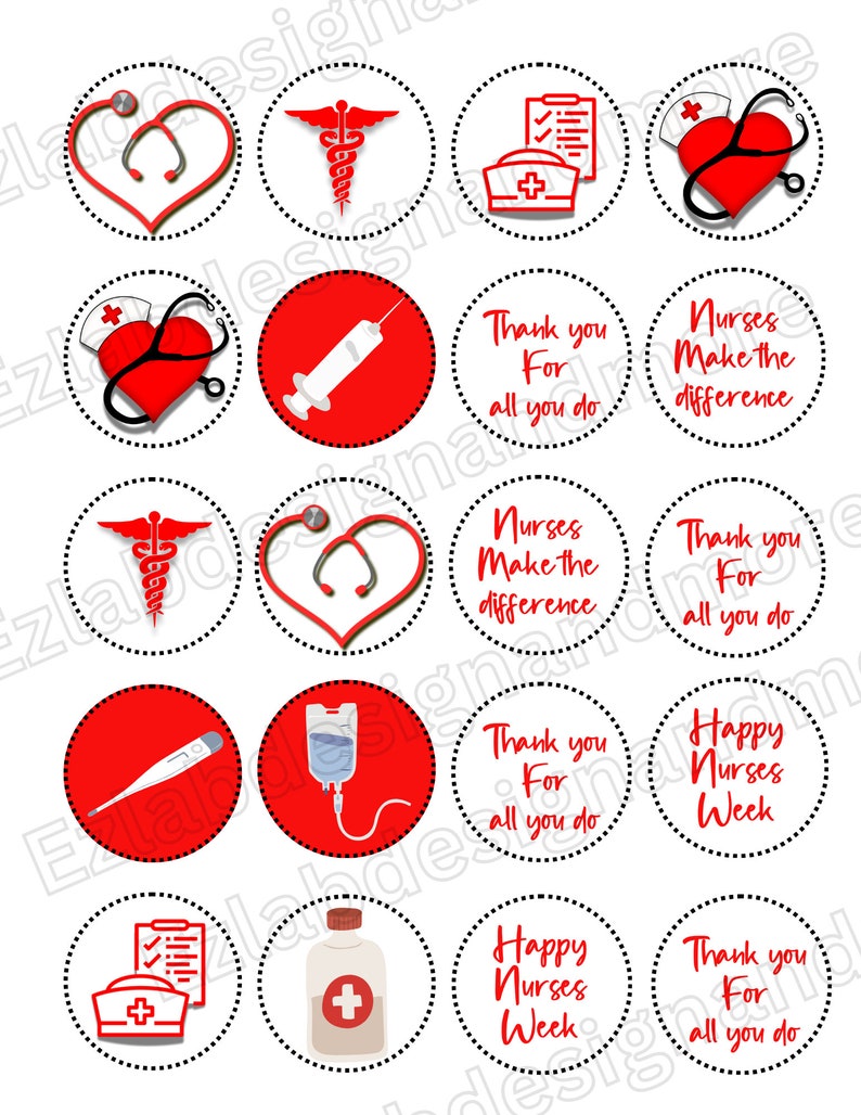 Nurses Week Cupcake Toppers, Printable Cupcake, Cake Toppers for Nurses ...