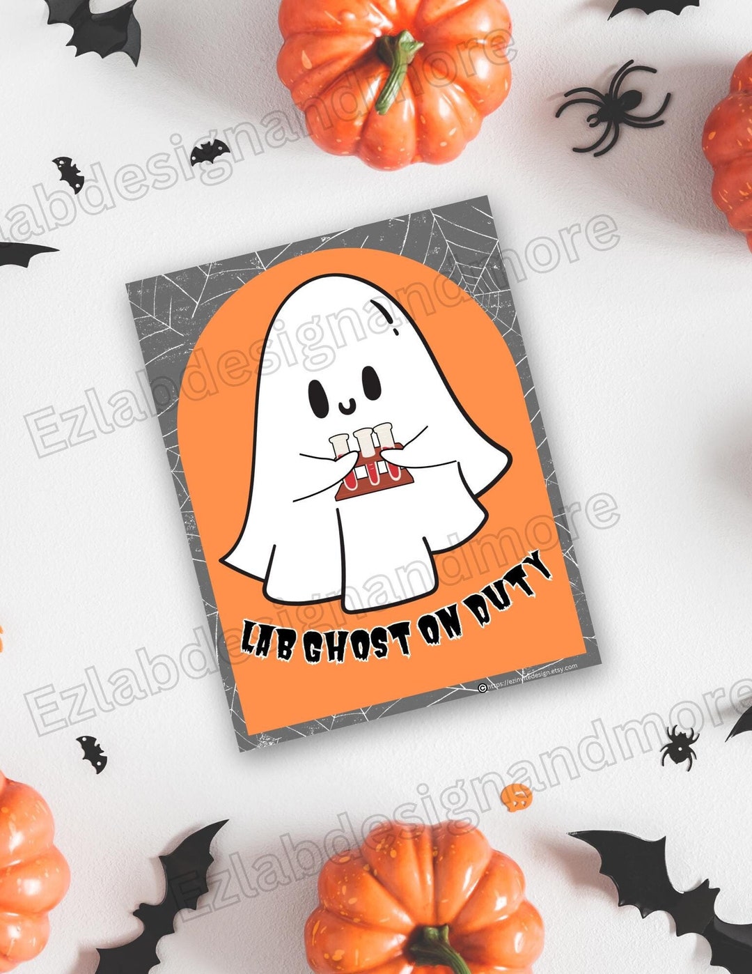 Printable Laboratory Halloween Decoration. Lab Ghost on Duty Halloween ...
