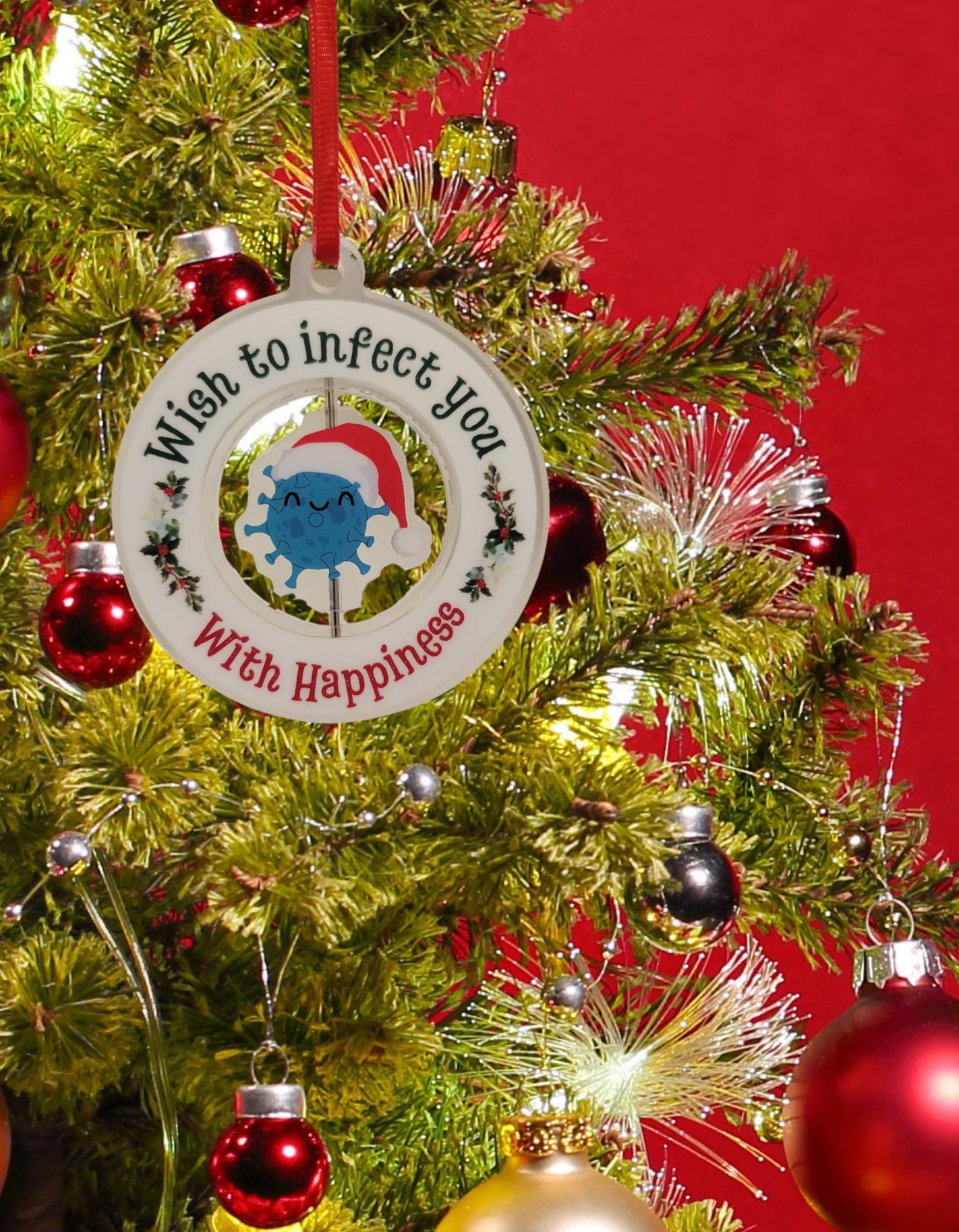 Microbiology Christmas Ornament Infectiously Cheerful Gift, Rotating ...
