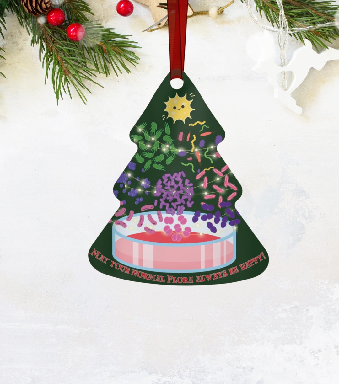 Microbiology Christmas Tree Bacteria Decor, Petri Dish Ornament ...