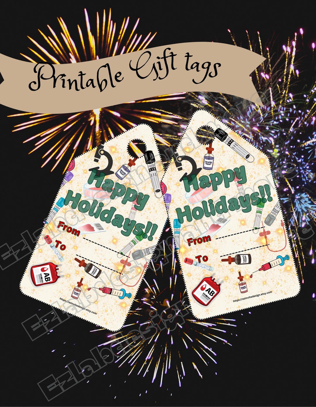 Lab Tech Holiday Gift Tags, Laboratory Holiday Printable Gift Tags ...