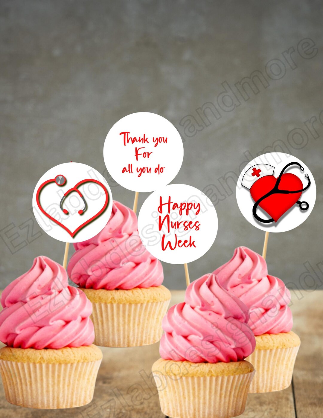 Nurses Week Cupcake Toppers, Printable Cupcake, Cake Toppers for Nurses ...