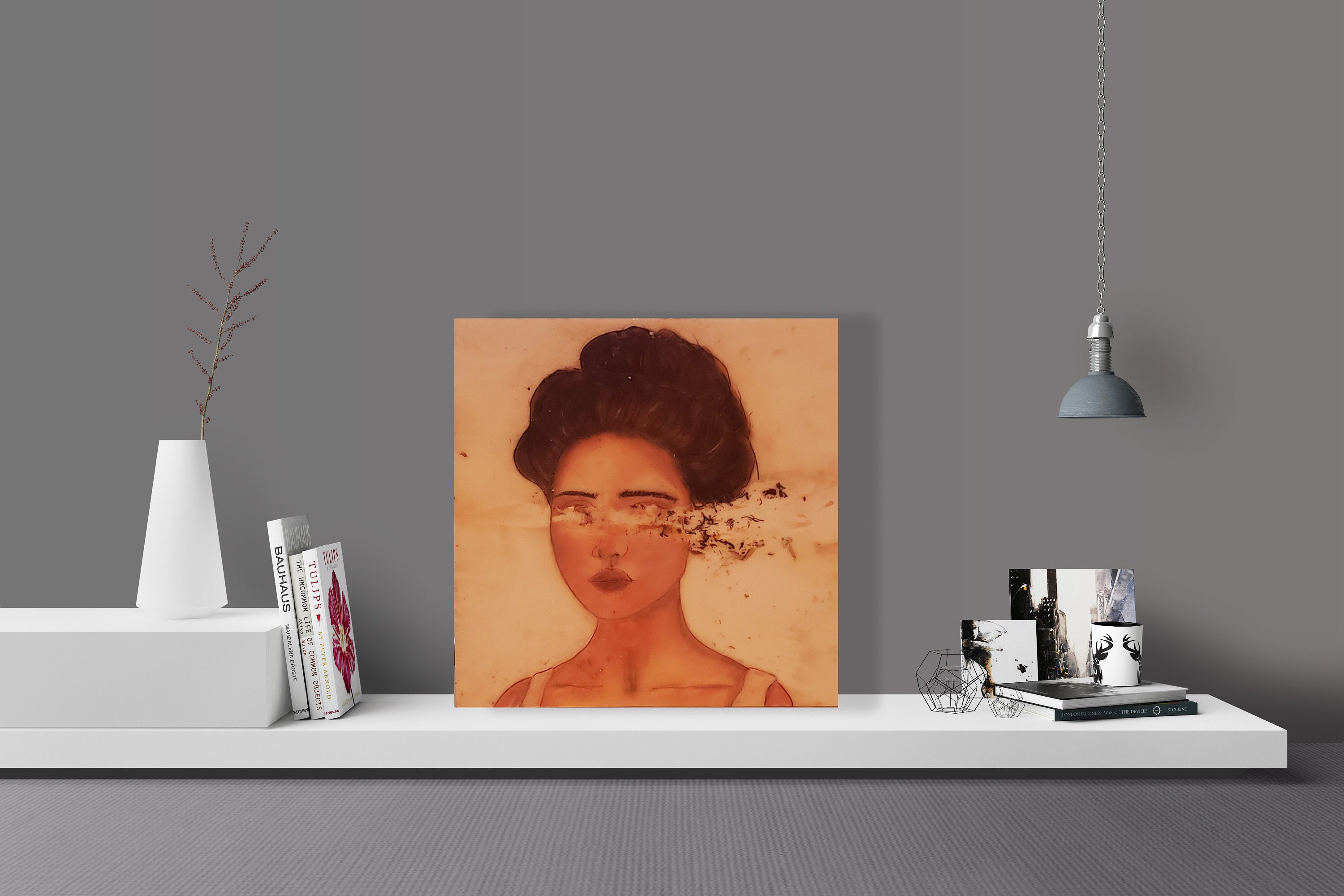 Encaustic Portrait Painting on 8x 8 Wood Panel, Abstract Portrait ...