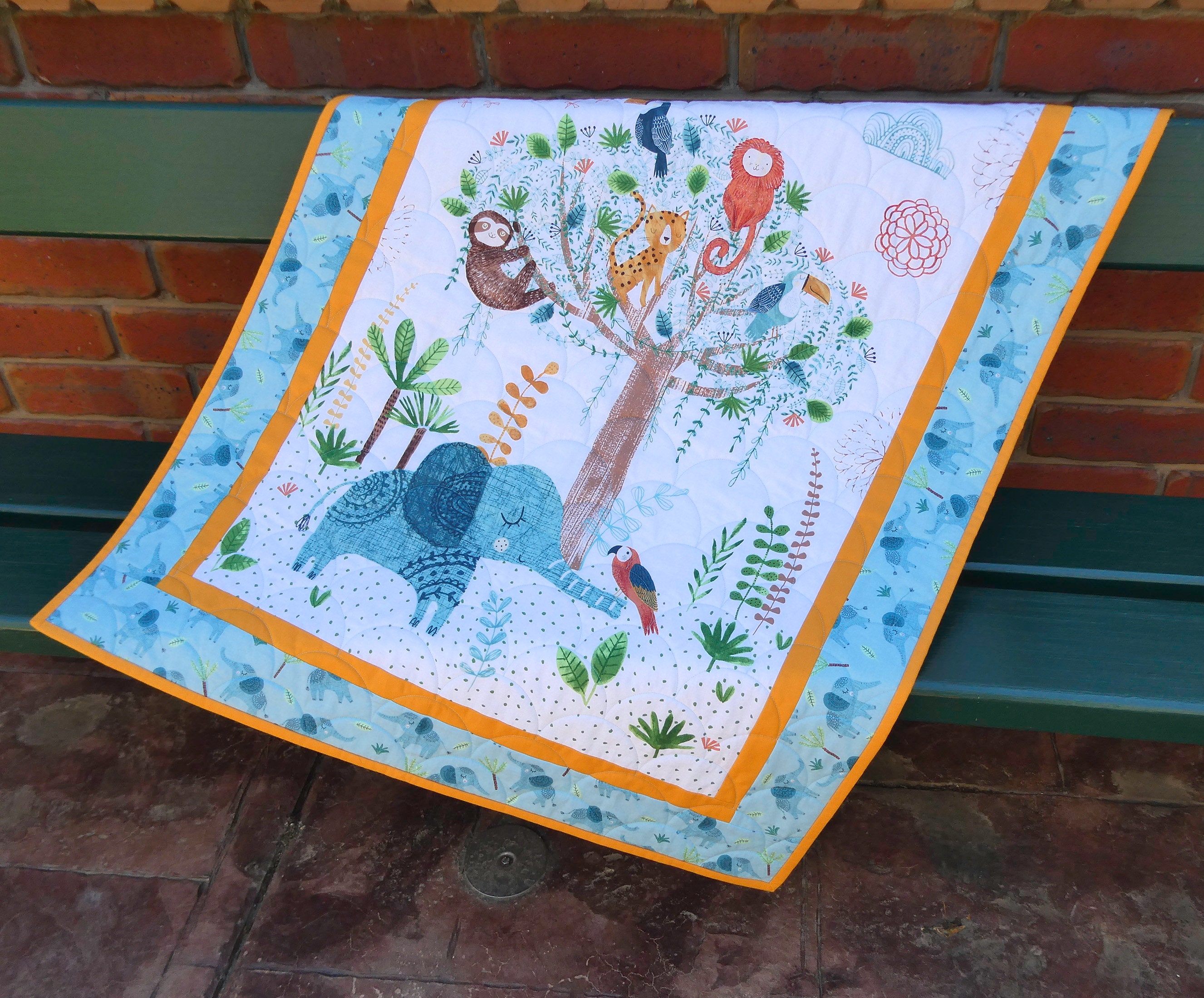 Quilted Nursery Panel Baby Blanket Jungle Themed Baby Quilt - Etsy