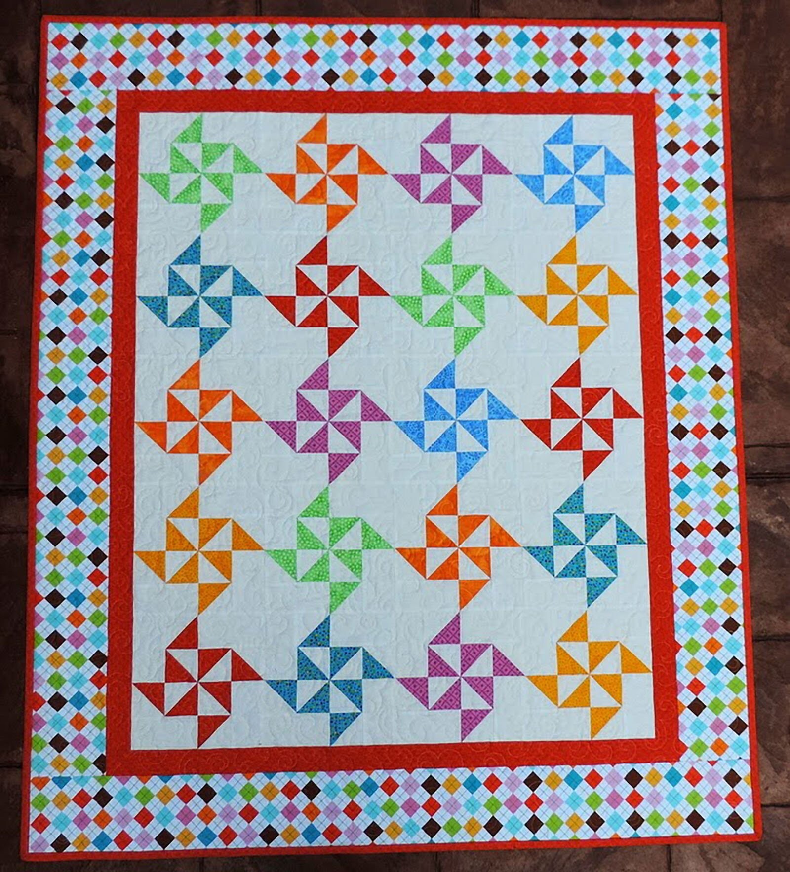 Colourful Pinwheel Baby Quilt Pattern for the Beginner Quilter, Half ...