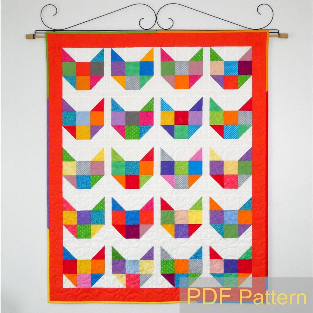 Adorable Cat Baby Quilt Pattern, Easy Scrap Beginner Project, Instant ...