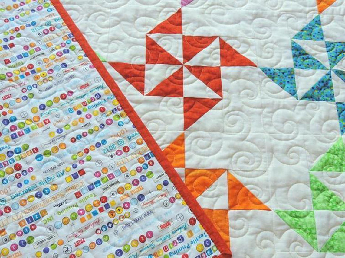 Colourful Pinwheel Baby Quilt Pattern for the Beginner Quilter, Half ...