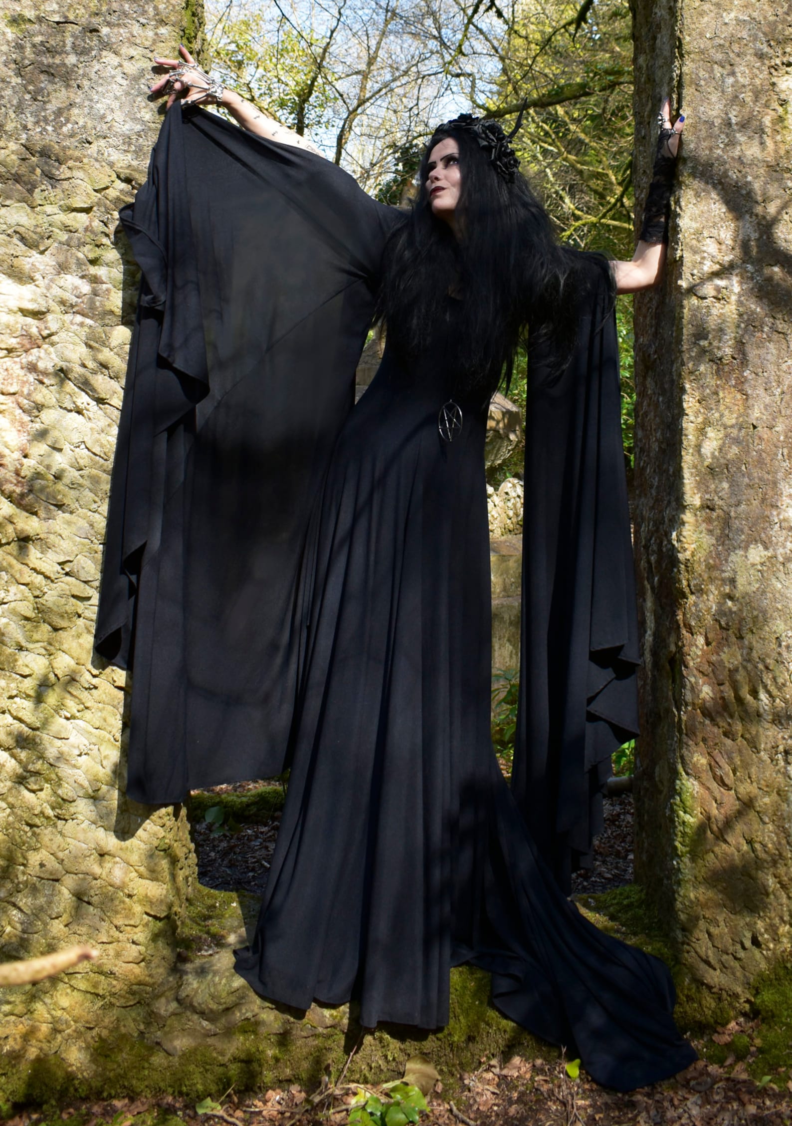 Fae of the Fallen Gown Cotton Elven Goth Witch Medieval - Etsy