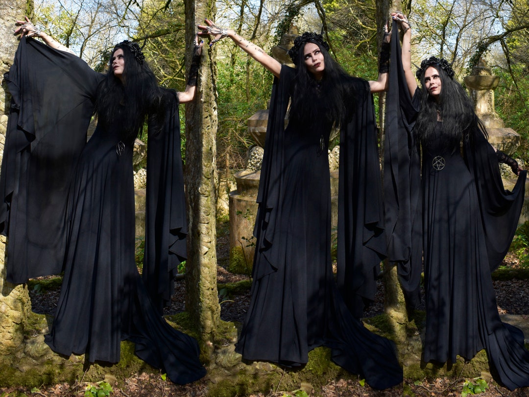 Fae of the Fallen Gown - Cotton Elven Goth Witch Medieval Aurthurian ...