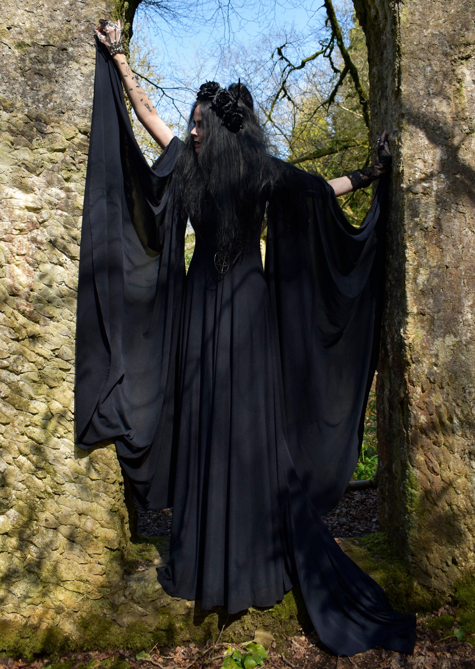 Fae of the Fallen Gown Cotton Elven Goth Witch Medieval - Etsy