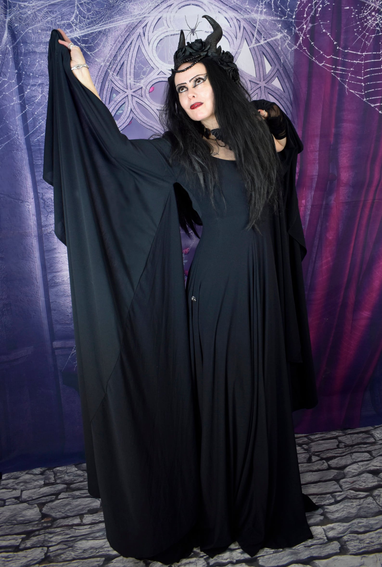 Fae of the Fallen Gown Cotton Elven Goth Witch Medieval - Etsy
