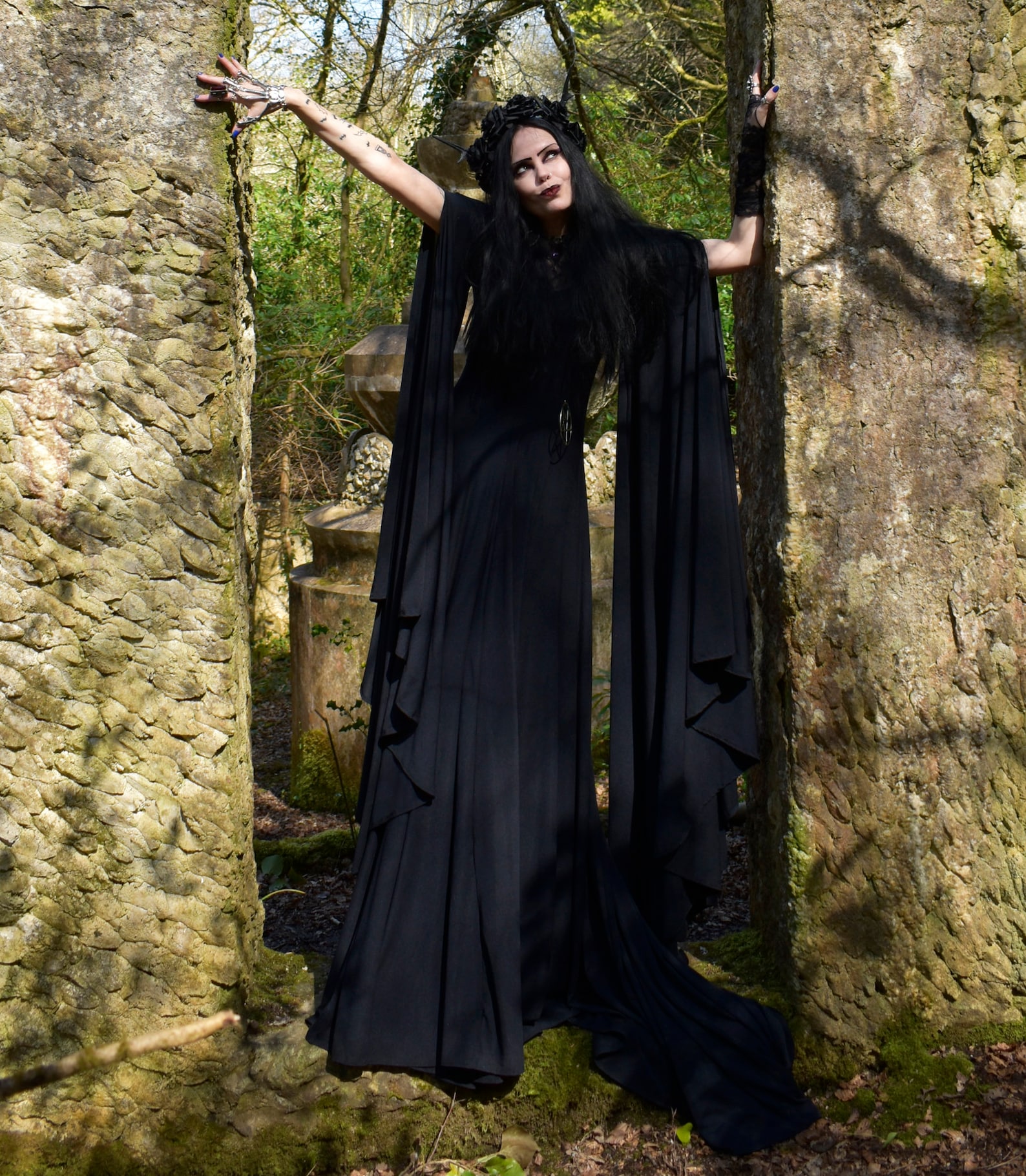 Fae of the Fallen Gown - Cotton Elven Goth Witch Medieval Aurthurian ...