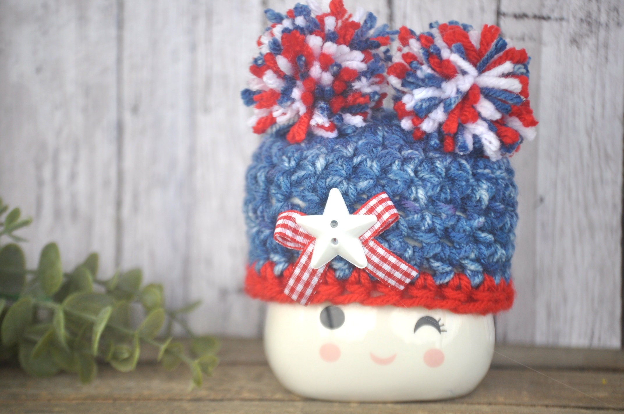 Patriotic Marshmallow Mug Hat Red White Blue Mug Hat - Etsy
