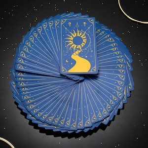 Tarot Deck 78 Cards DARK BLUE Gold FOIL, Tarot Deck With Guidebook ...