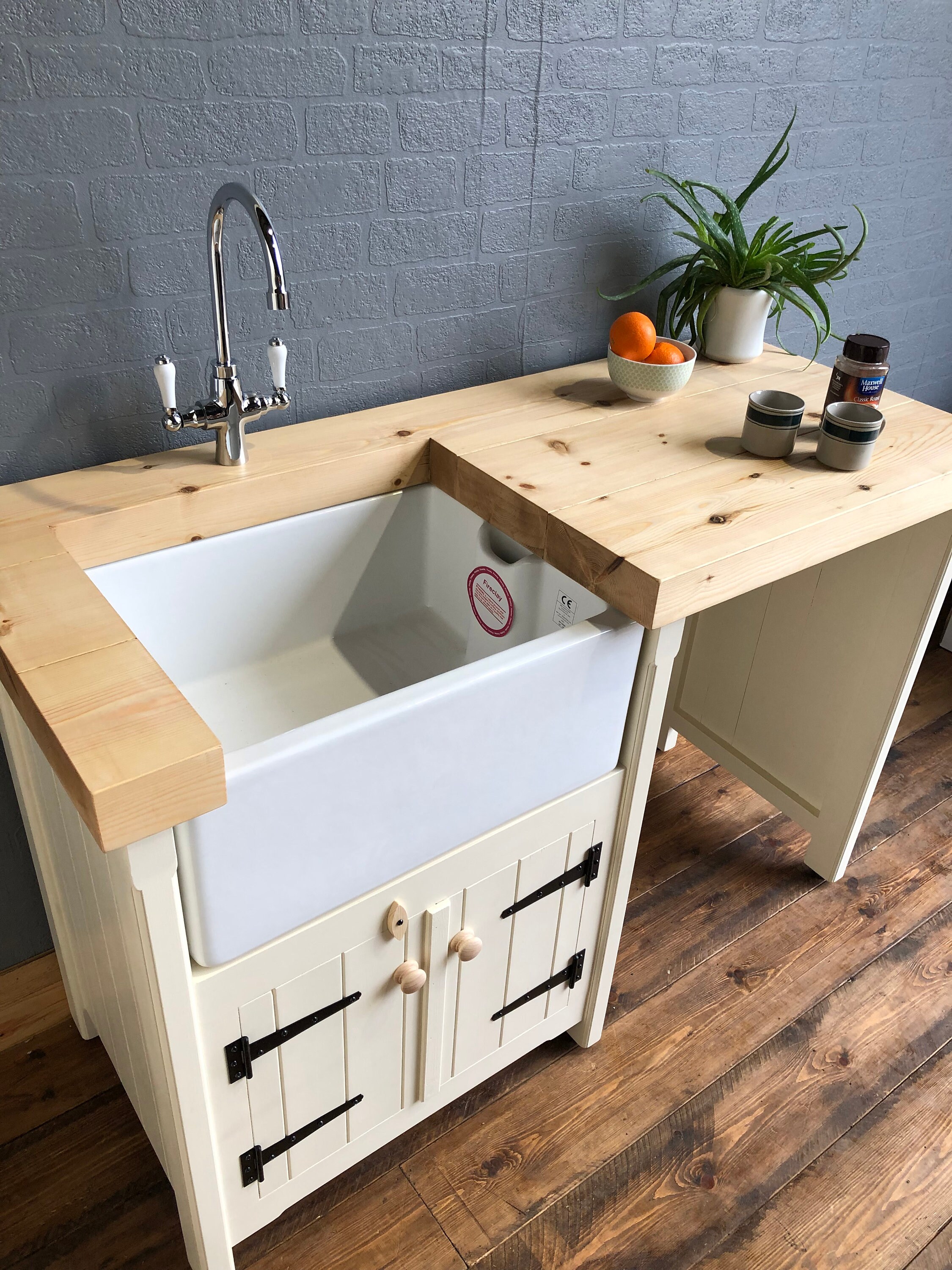 Belfast Butler Sink Unit Appliance Housing with Chunky Pine Top
