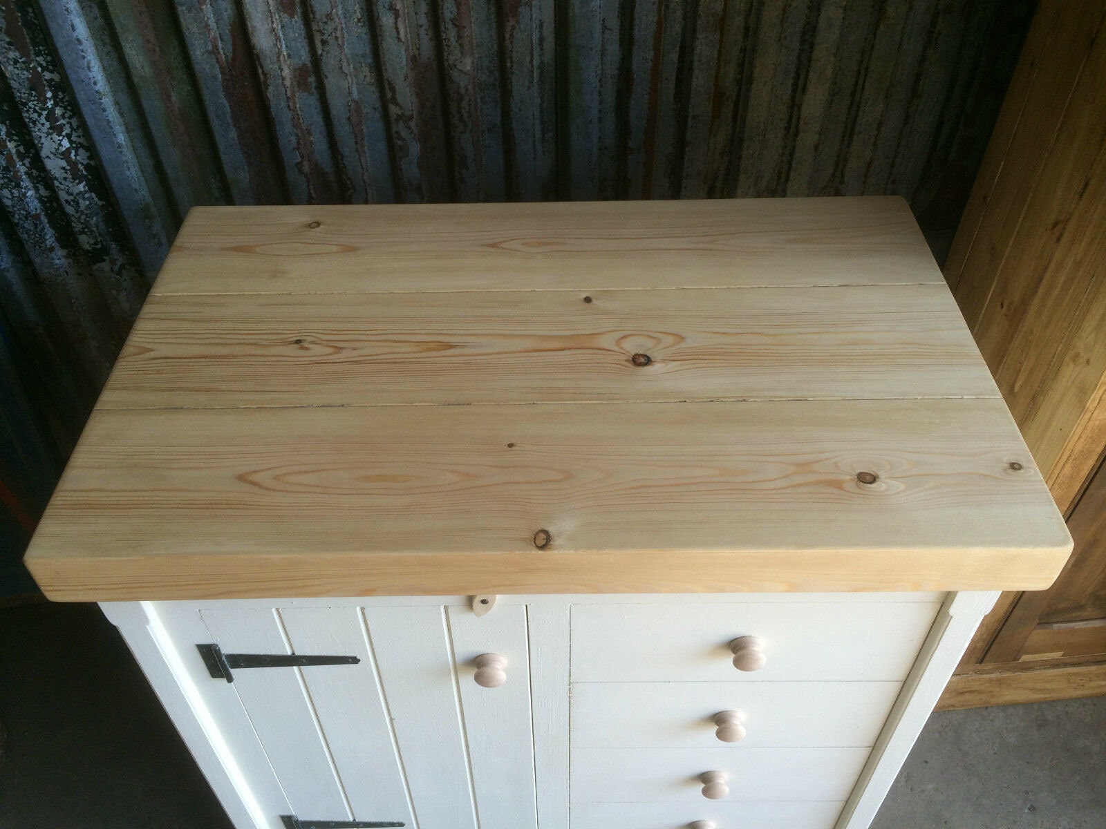 Single Cupboard & Drawer Unit Chunky Pine Top - Etsy