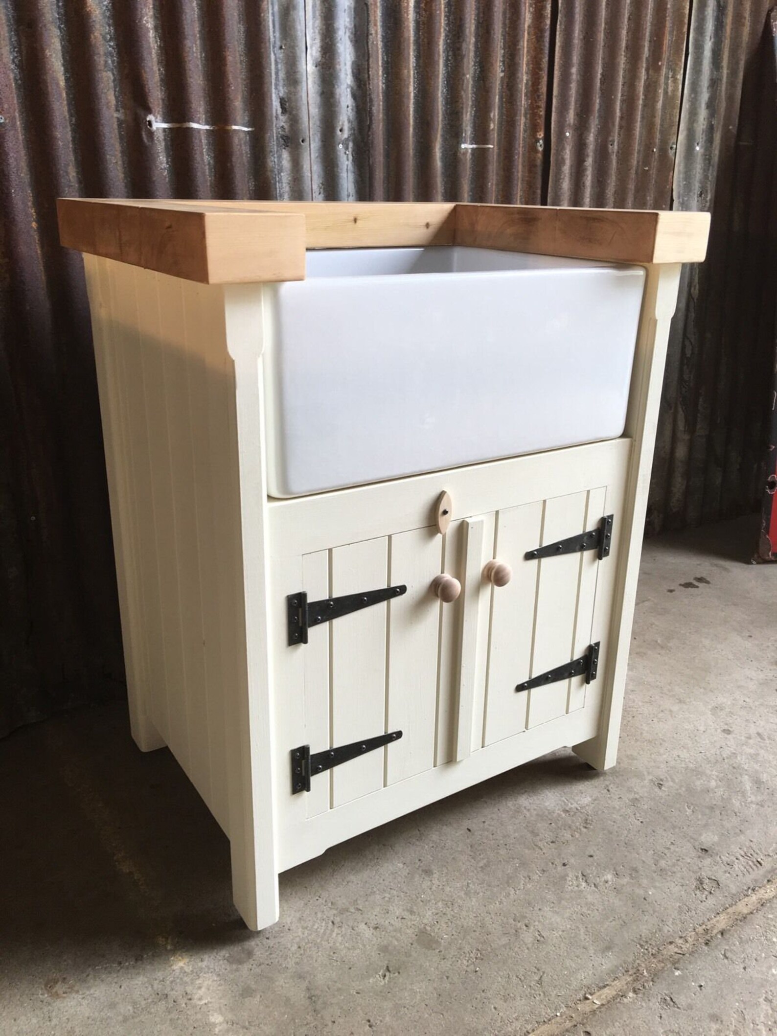 Freestanding Belfast Butler Sink Unit With Pine Top Handmade Kitchen ...