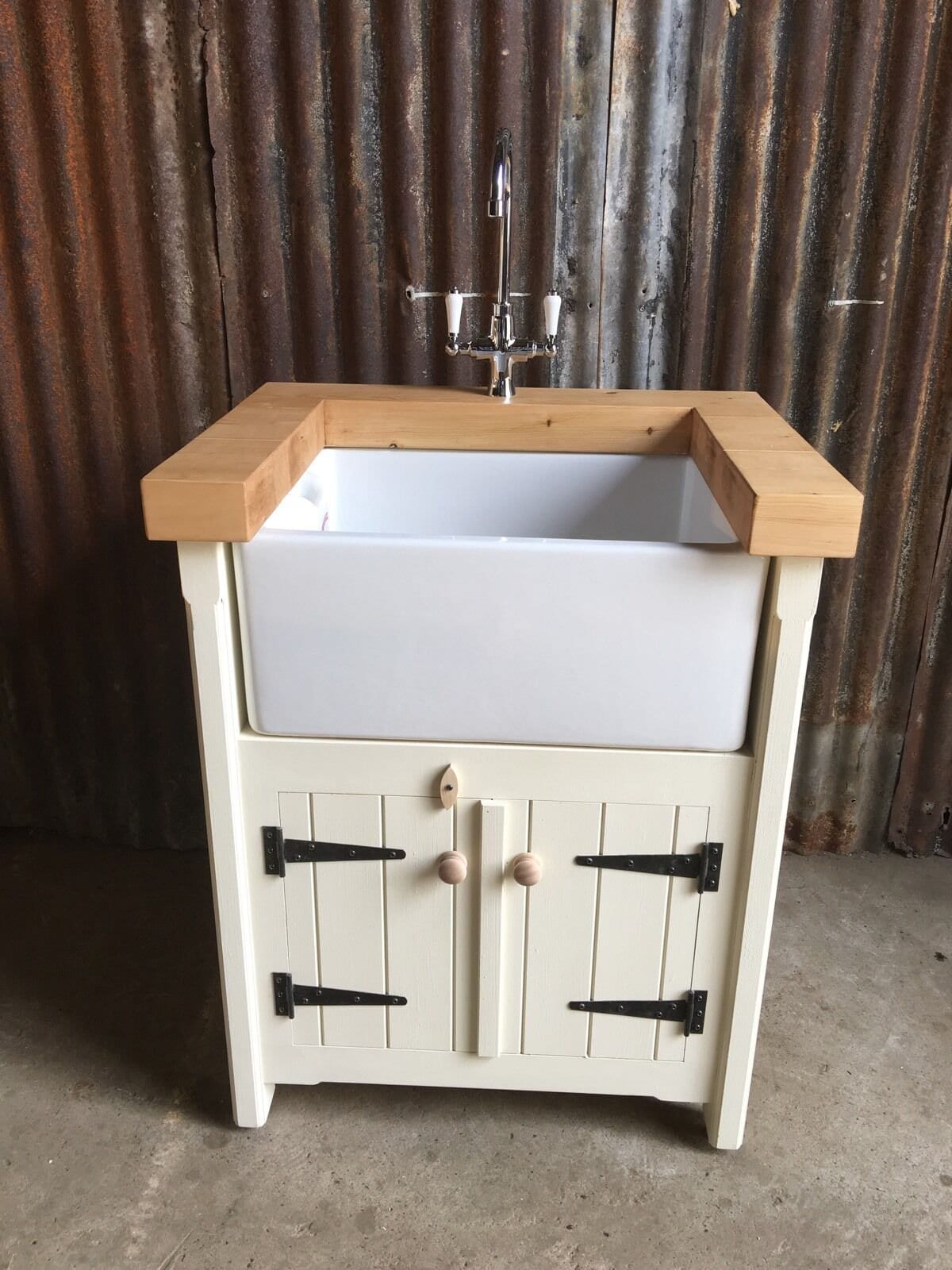 Pine Freestanding Kitchen Handmade Belfast Butler Sink Unit Farmhouse ...