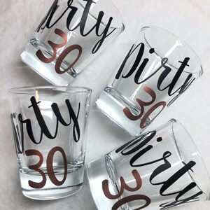30th Birthday Shot Glass, Thirty and Flirty Birthday, Dirty 30 Party ...