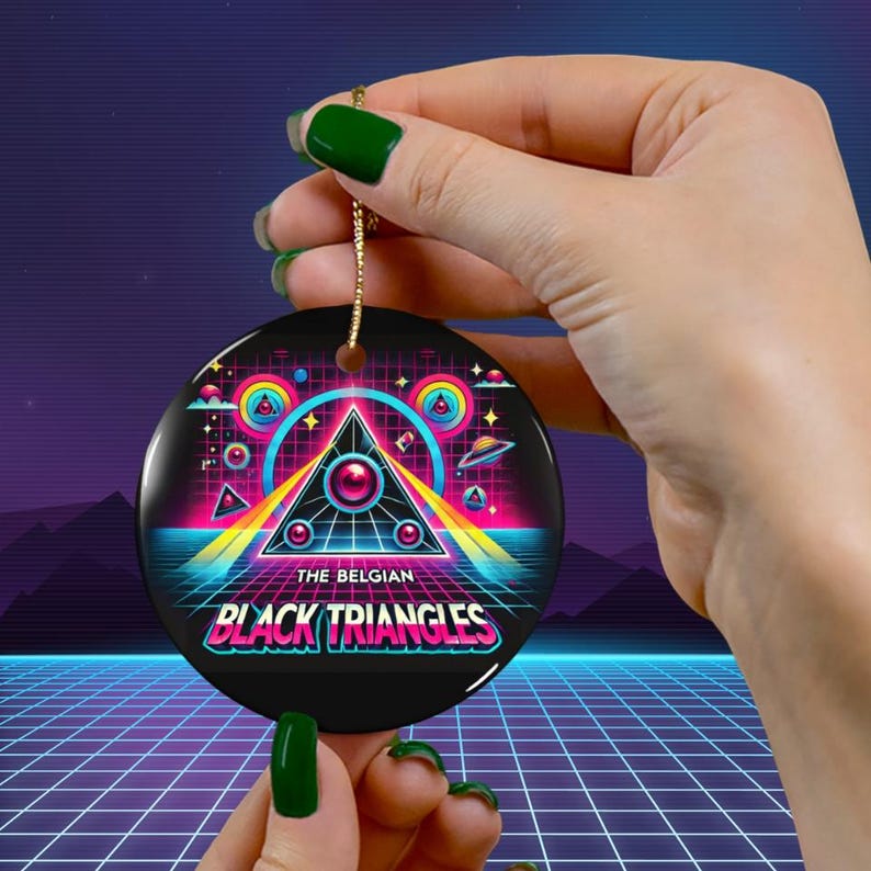 80s Retro Belgian Black Triangles, Ceramic Ornament Ufos, Uaps, Aliens ...